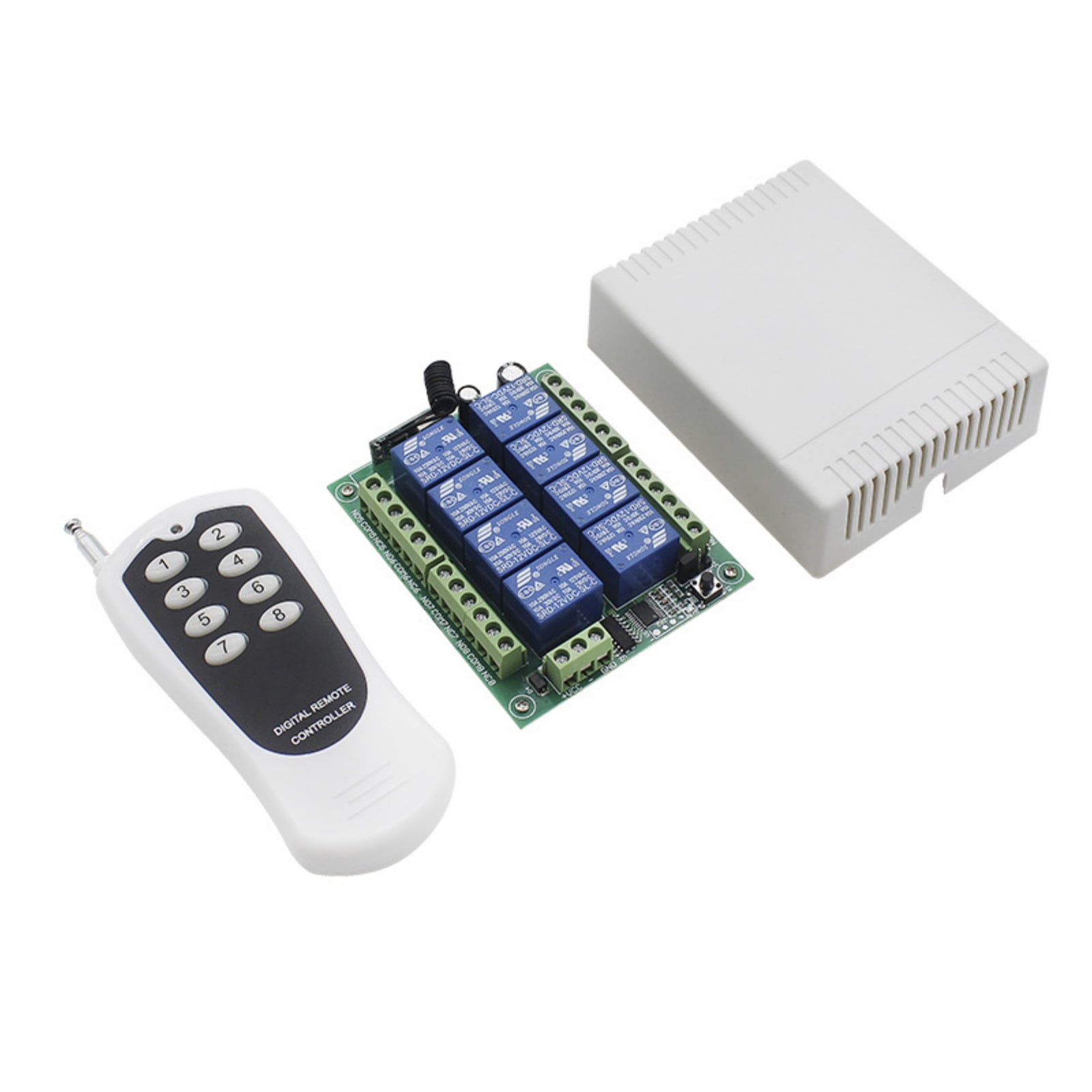 8-Channel 433MHz Wireless Remote Control Switch for Relays 12V DC, Learning Code, 1000m Range ...