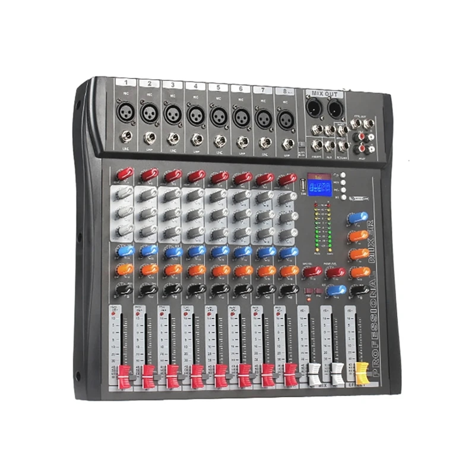 8 Channel Audio Mixer Mixing Console Sound Board USB Reverb For PC ...