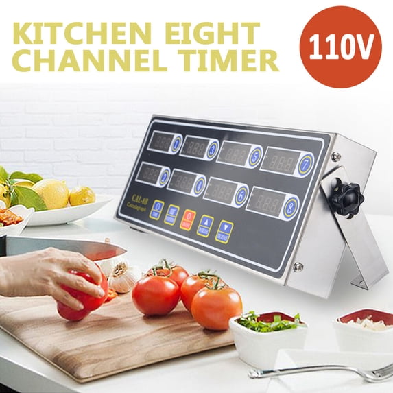 8 Channel Digital Kitchen Timer Clock Commercial Restaurant Reminder ...