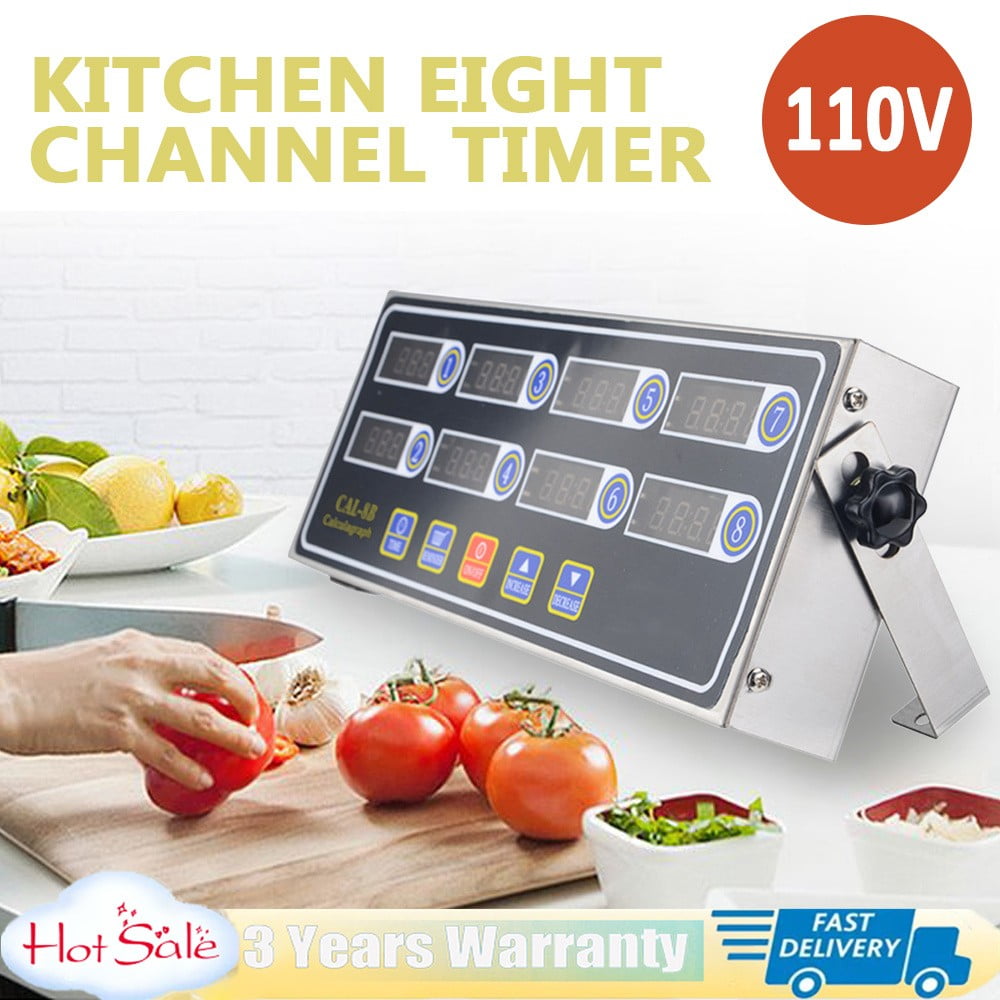 8 Channel Digital Kitchen Timer with Stainless Steel Frame, 8 ...