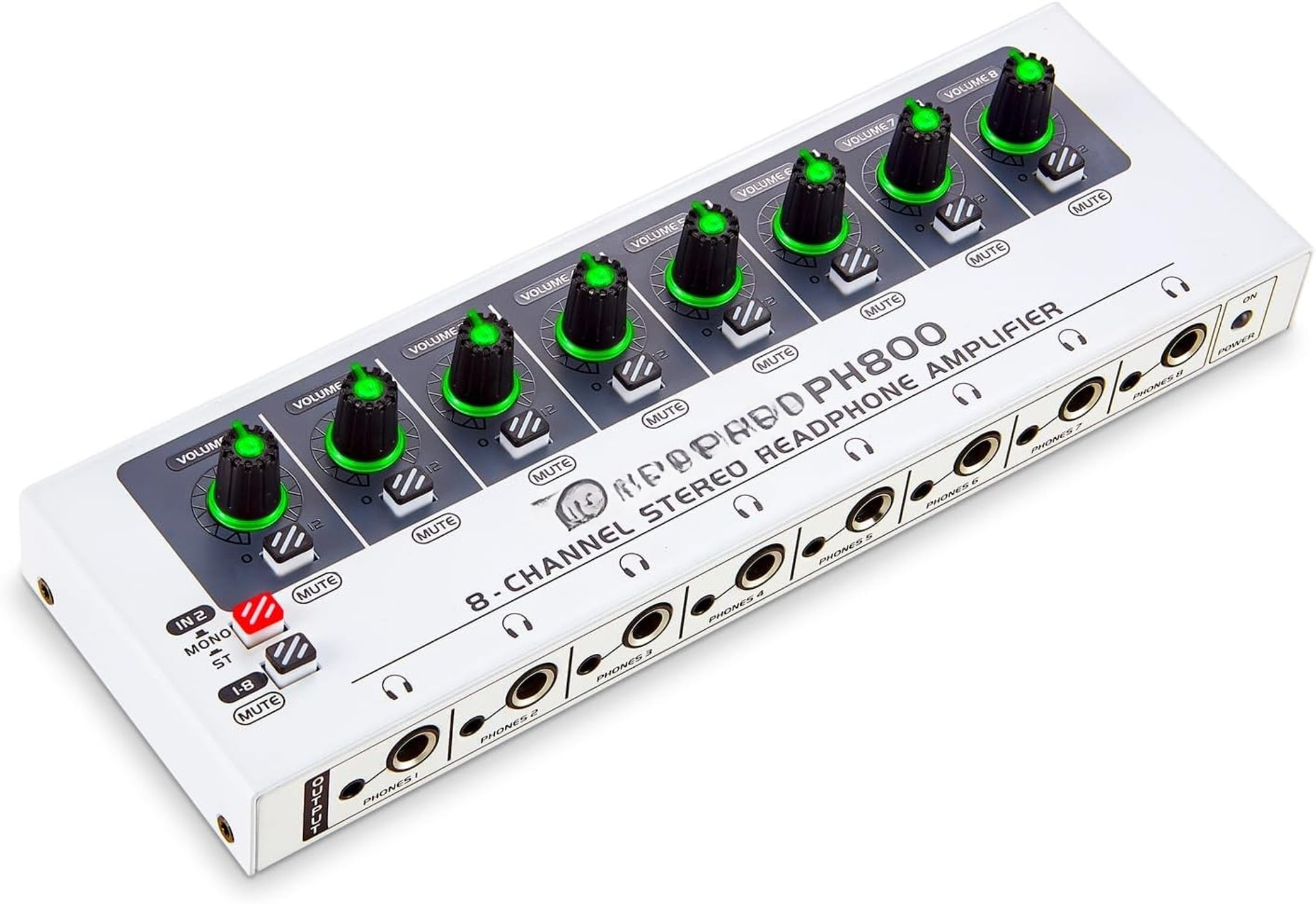 8-Channel Headphone Amplifier, 3.5mm/6.35mm Jacks, 16 Output Ports ...