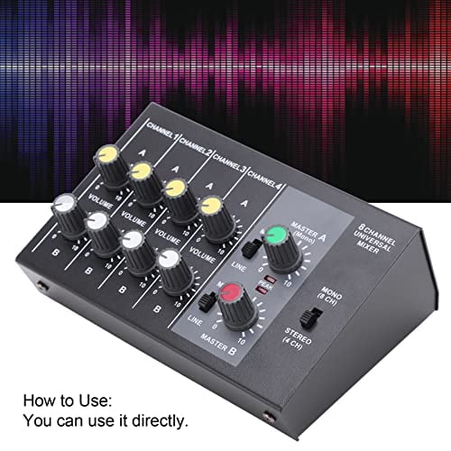 8 Channel Input Mono Audio Mixer Stereo Line Mixer Sound Board Console ...