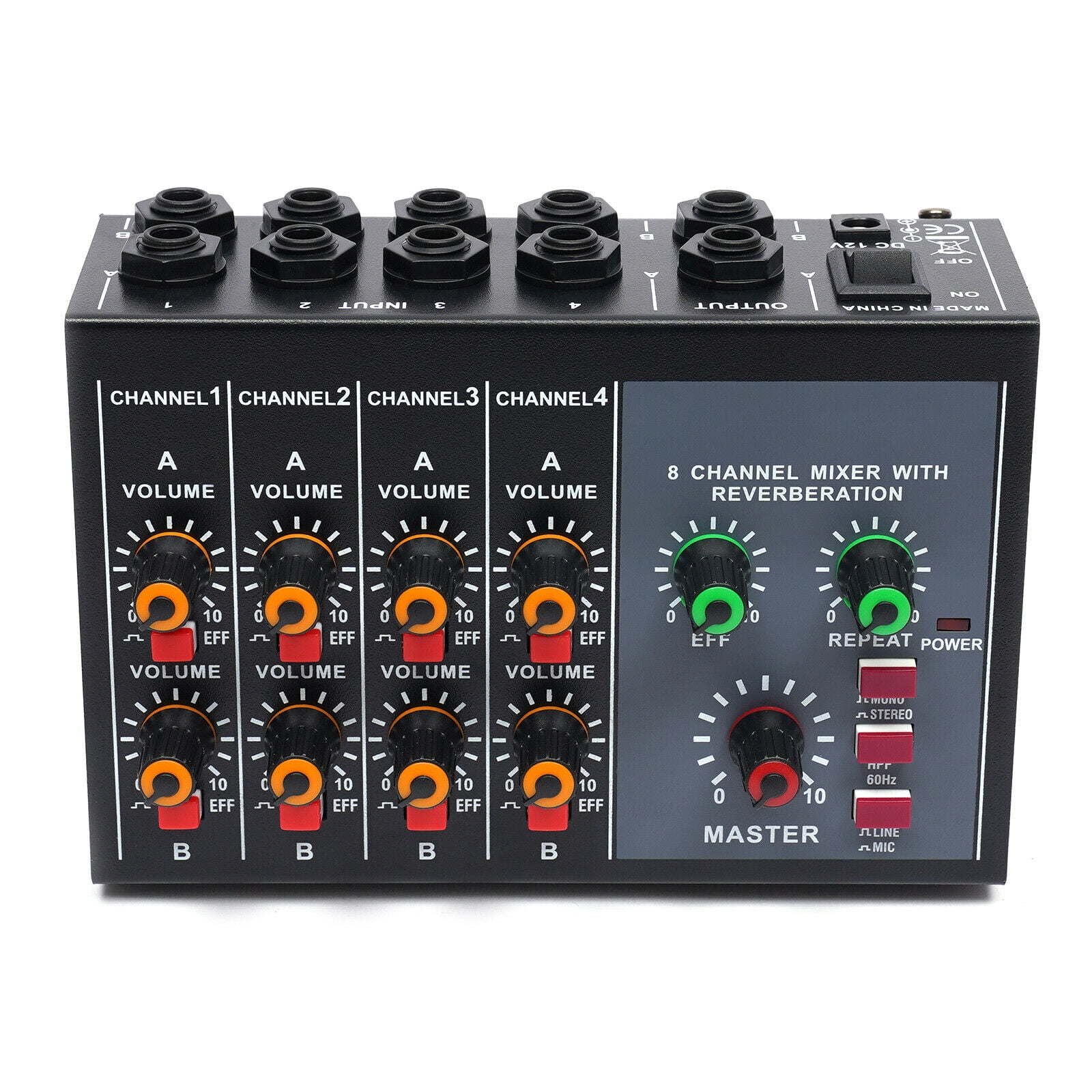 8 Channel Mono Stereo Audio Mixer Sound Mixing Amplifier MIX-428 ...