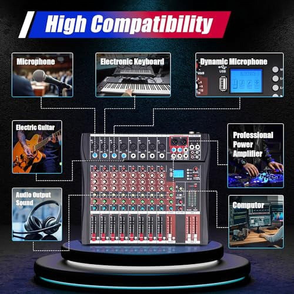 8 Channel Professional DJ Audio Mixer Sound Board Console Interface ...