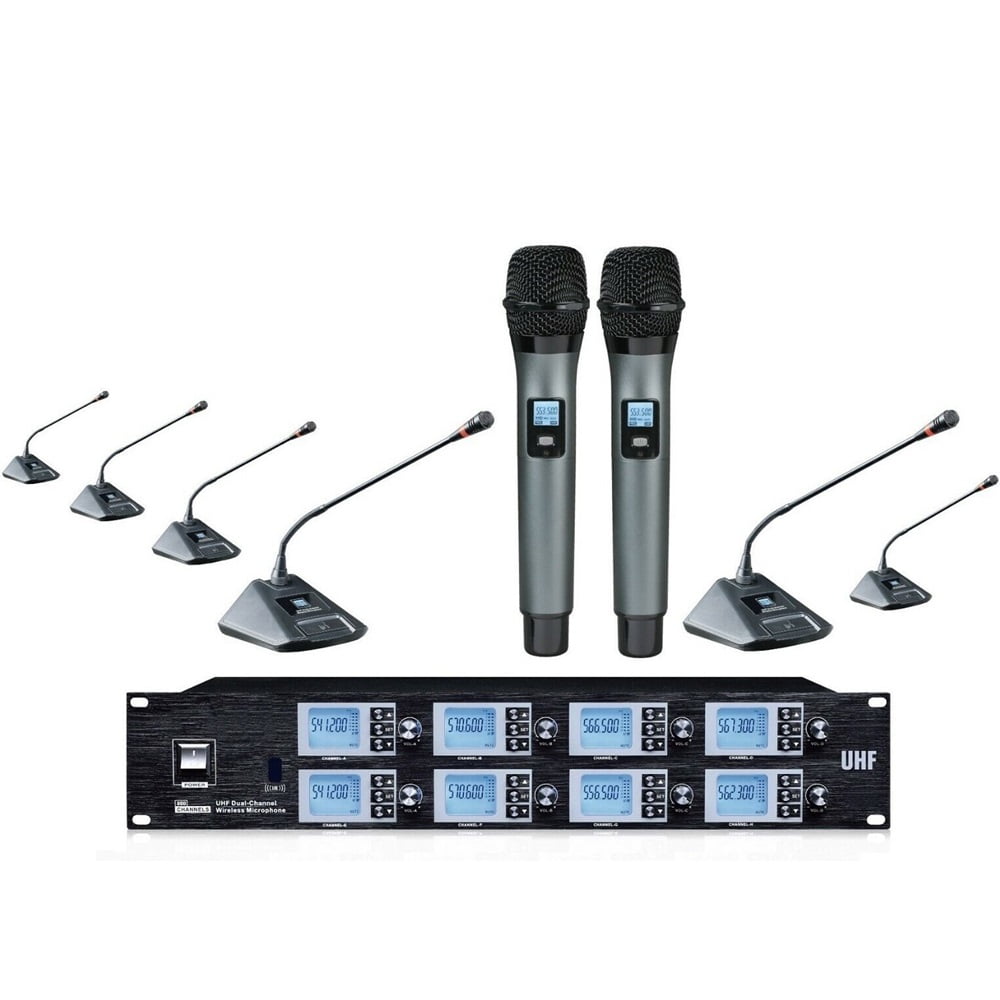 8 Channel Wireless Microphone 6 Gooseneck Conference Microphone 2 ...