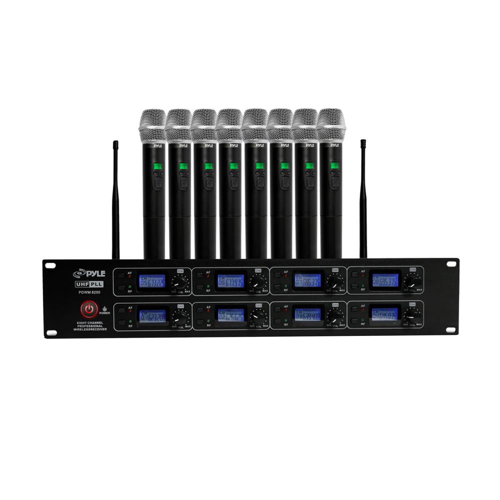 8-Channel Wireless Microphone & Receiver System, (8) Handheld ...