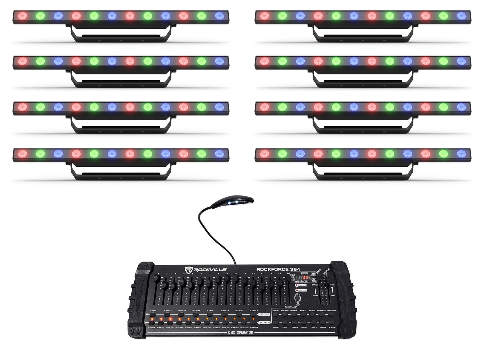 (8) Chauvet DJ COLORBand PIX ILS Wash/Strip Effect/Blinder Lights+DMX ...