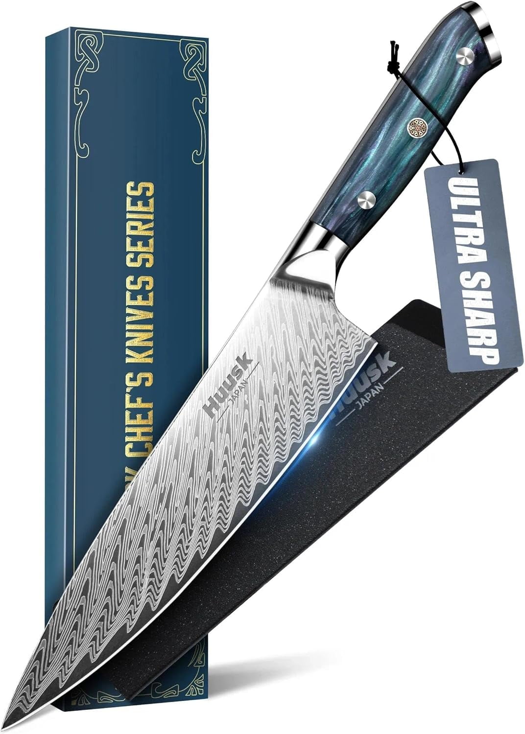 8" Chef Knife, Stainless Japanese Kitchen Knife with Ergonomic Resin ...