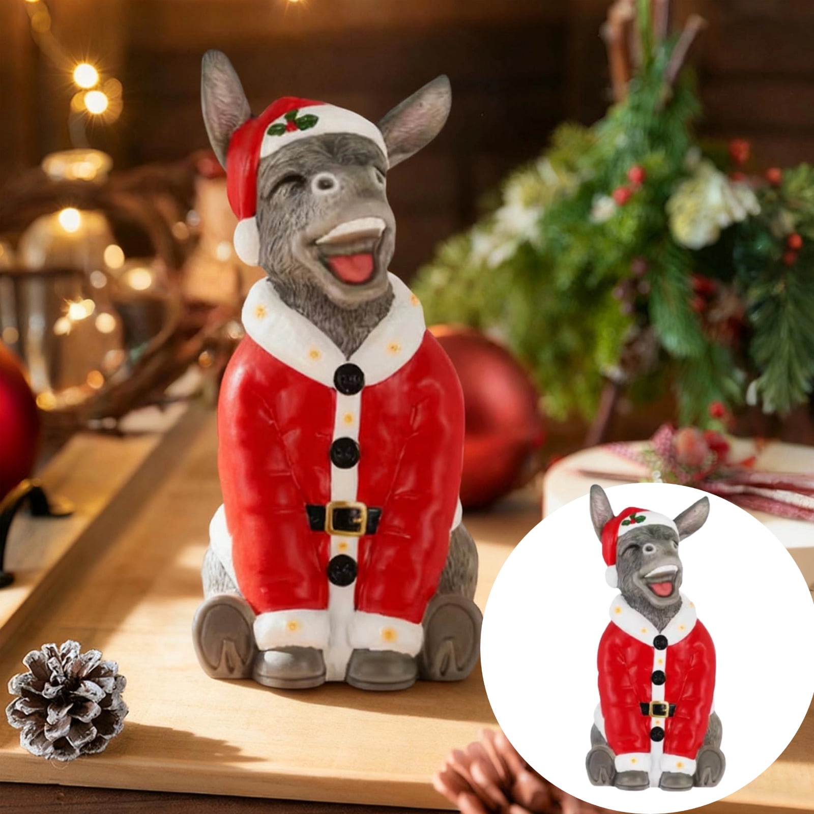 8" Christmas Donkey Santa Figurines Christmas Decorations Resin Holiday ...