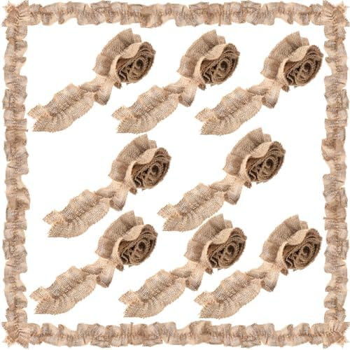 8 Christmas Rolls Burlap Ribbon Garland Xmas Tree Decorations 3.28ft x ...