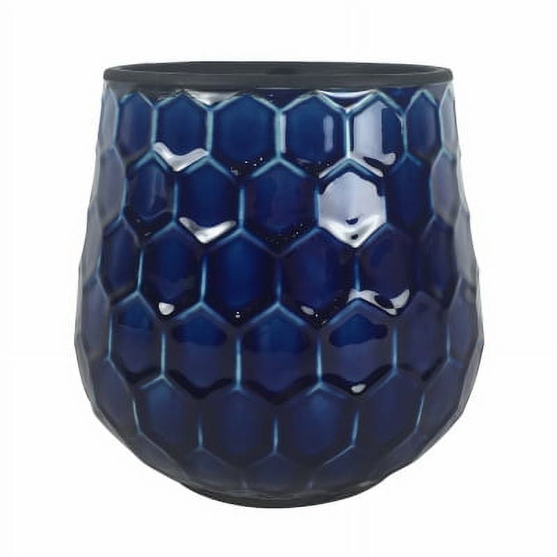 8" Cobalt Blue Honeycomb Ceramic Planter Handmade Clay Pottery Offe ...