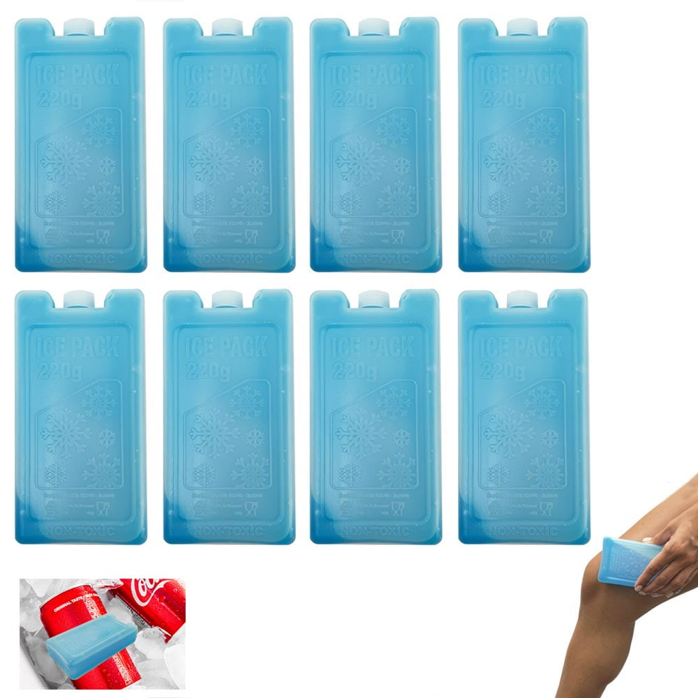 8 Cold Ice Packs Reusable Lunch Boxes Bag Coolers Food Freezer Pain ...