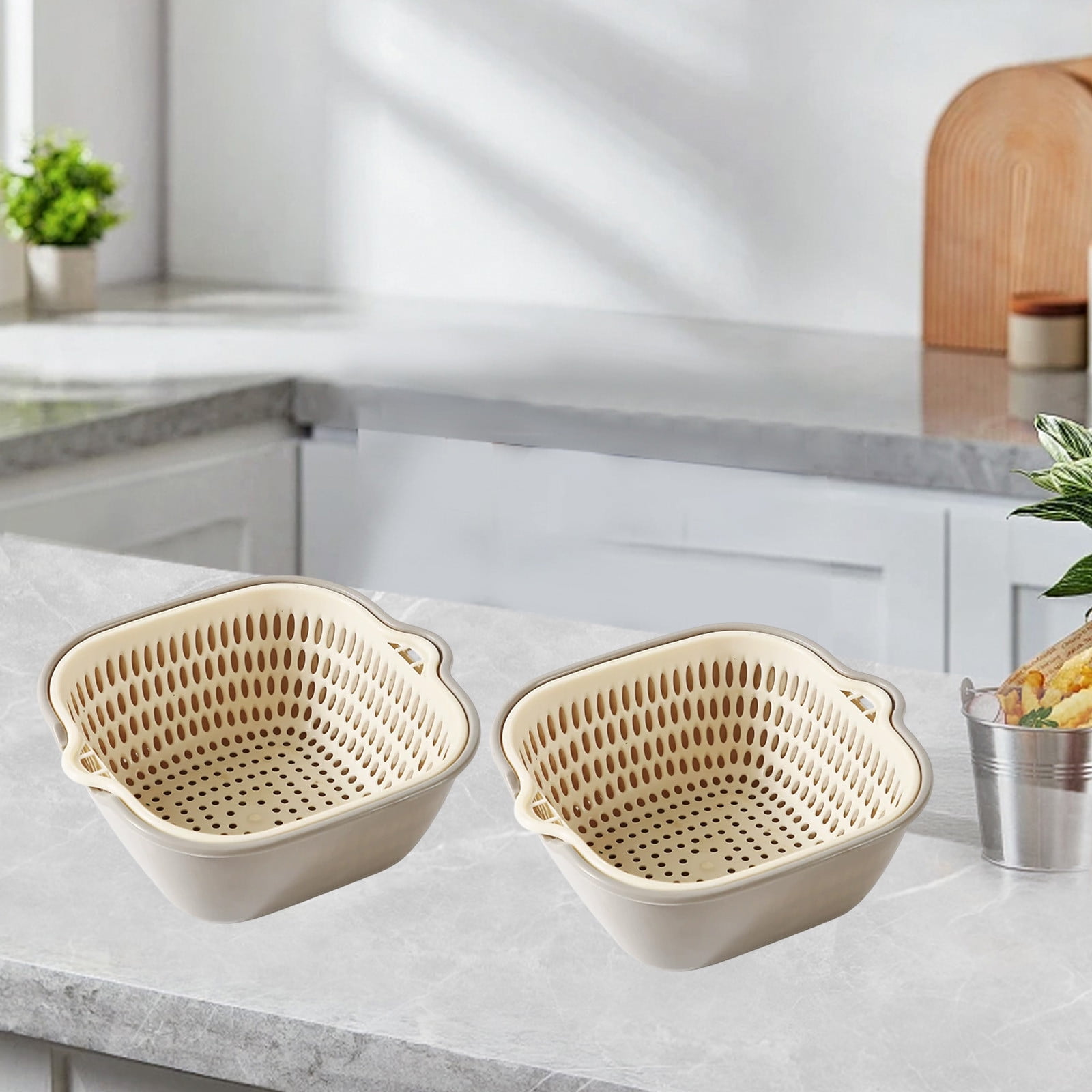 8 Collapsible Colander Set with Strainer Bowl,2 in 1 Fruit Washing ...