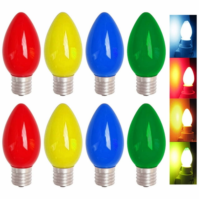 All Top Bargains 8pc Colored Night Light Bulbs, 5W, 120V, Red Blue ...