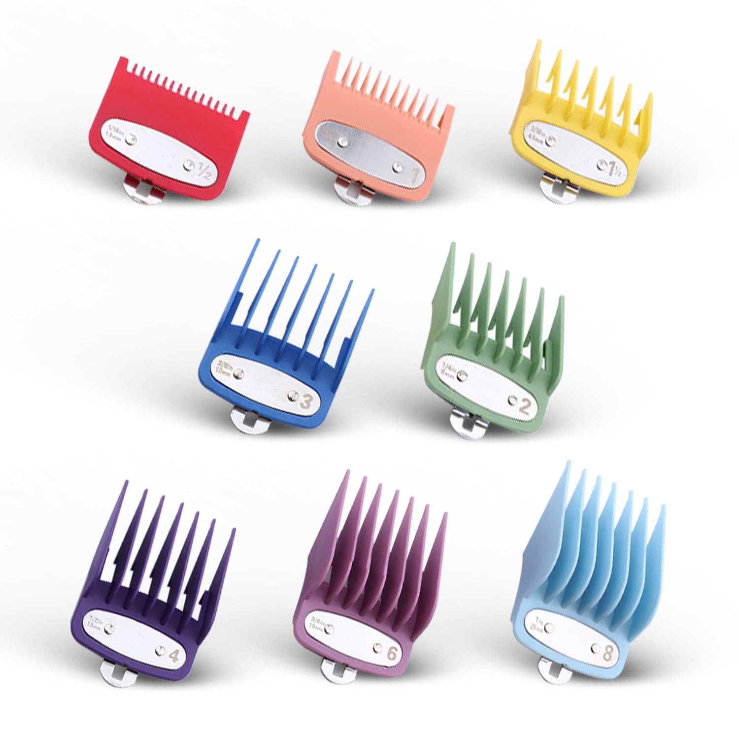 8 Color Professional Hair Trimmer/Clipper Guard Combs Guide Combs with ...
