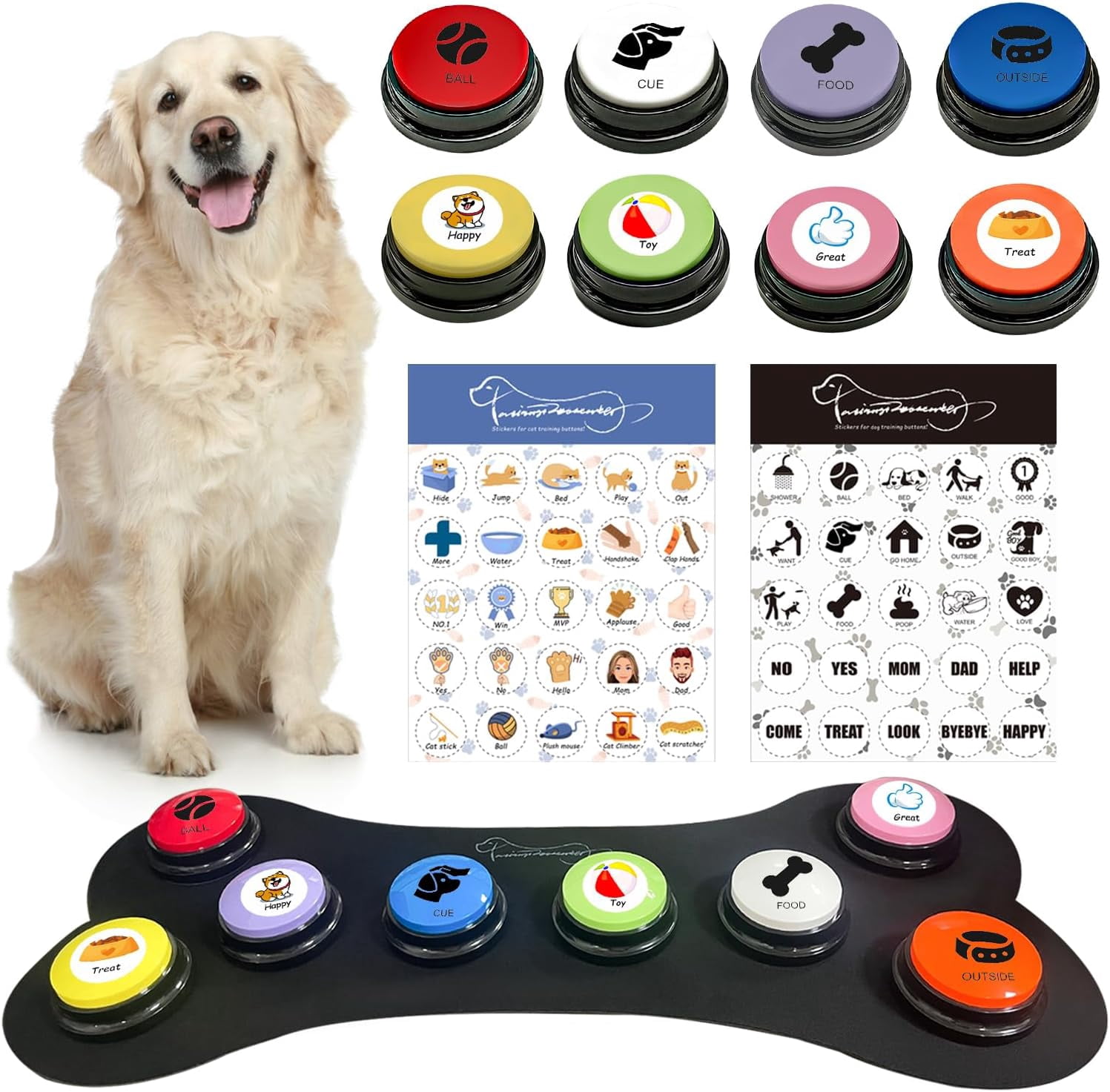 8 Color Voice Recording Button with Rubber Mat, Buttons for ...