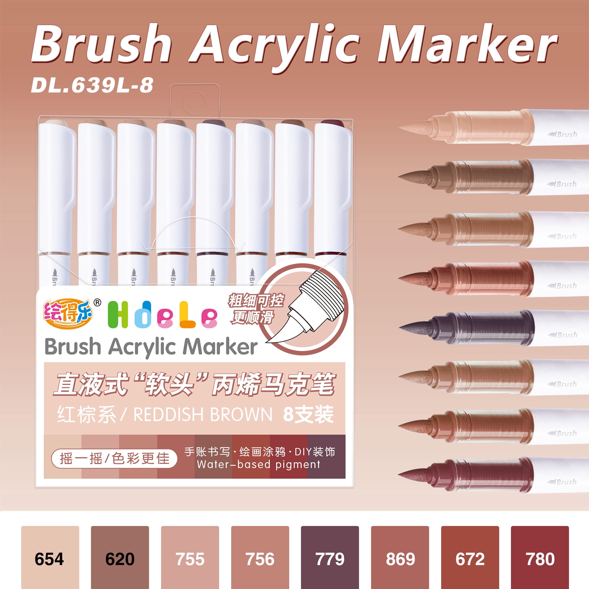 8 Colors Acrylic Paint Pens for Rock Painting, Brush Tip Acrylic Pen ...