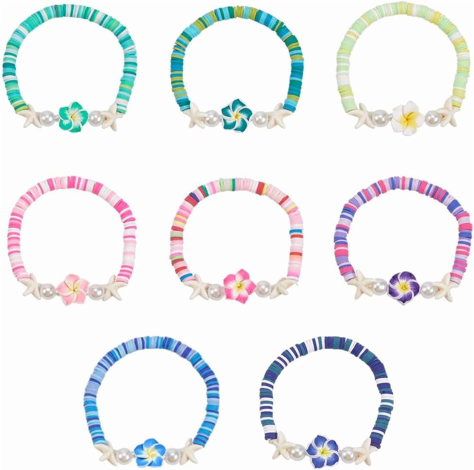8 Colors Clay Bead Bracelets for Women Hawaiian Plumeria Bracelets ...