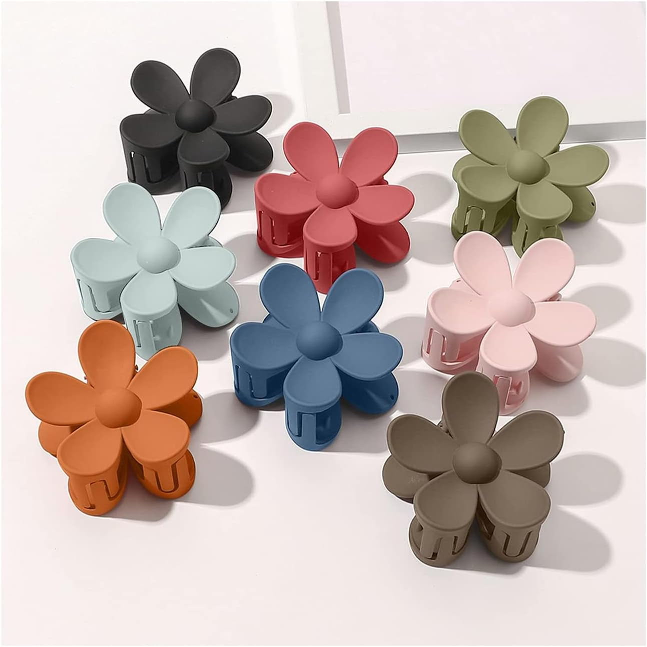 8 Colors Cute Flower Hair Clips Big Matte Hair Clips Claw Clips for ...