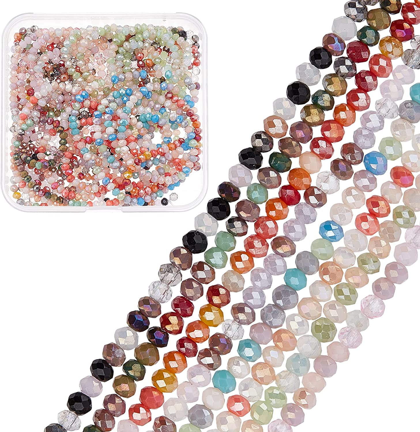 8 Colors Electroplate Glass Beads Strands 3x2.5mm Faceted Glass Beads ...