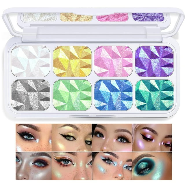 8 Colors Face Highlighter Makeup Palette Diamond Glitter iluminadores ...