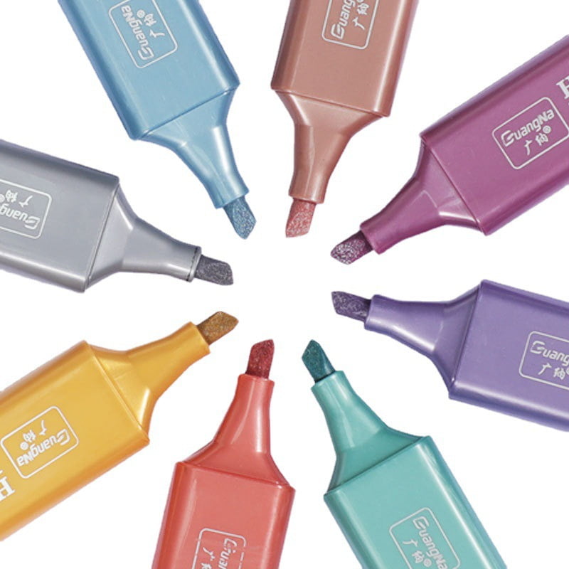 8 Colors Flash Color Fluorescent Pen Key Marking Pen Water Based ...