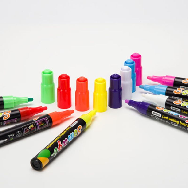 8 Colors Highlighter Fluorescent Liquid Chalk Marker Neon Pen For LED ...