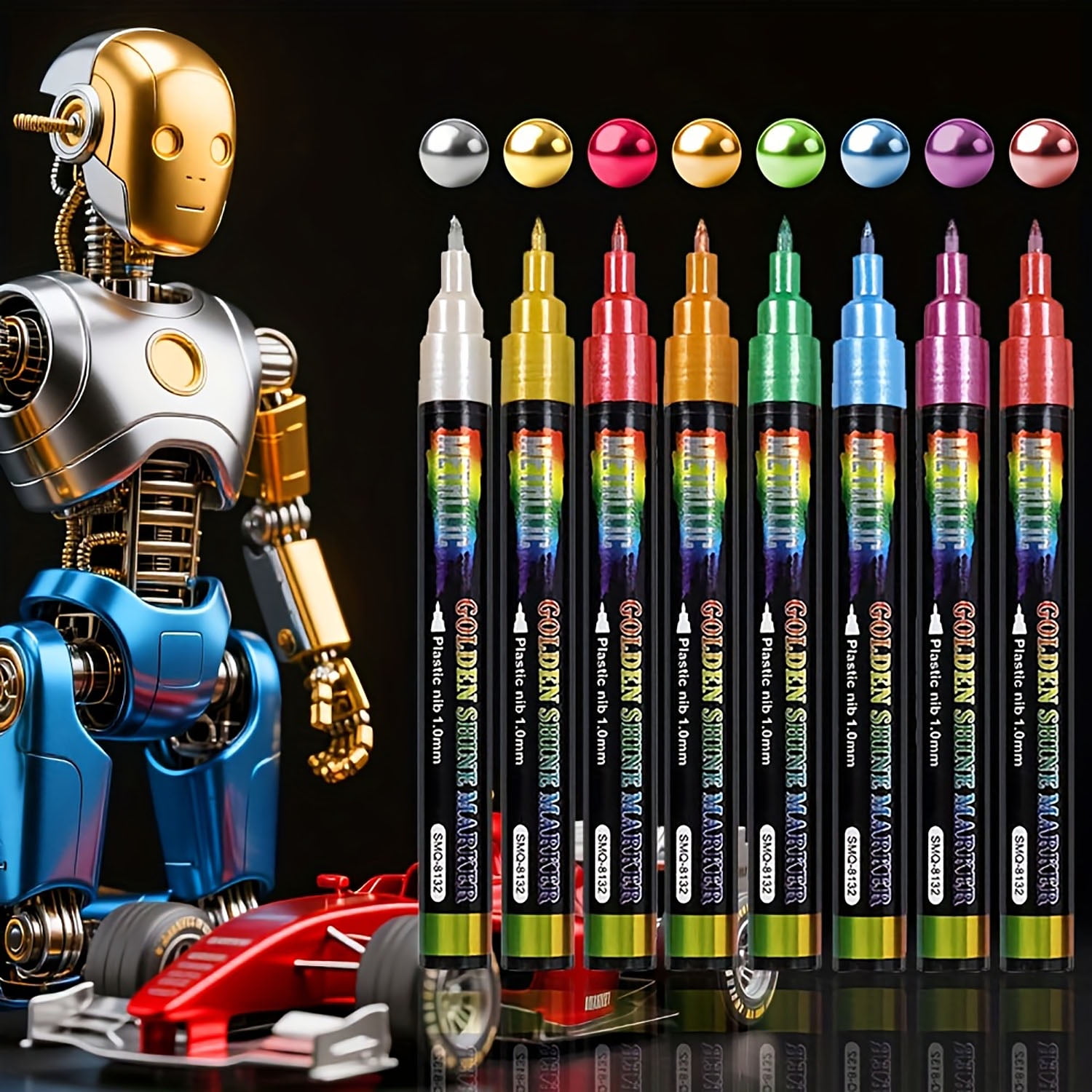 Liquid Chrome Paint Pen Markers,8 Colors Metallic Art Paint Marker Pen ...
