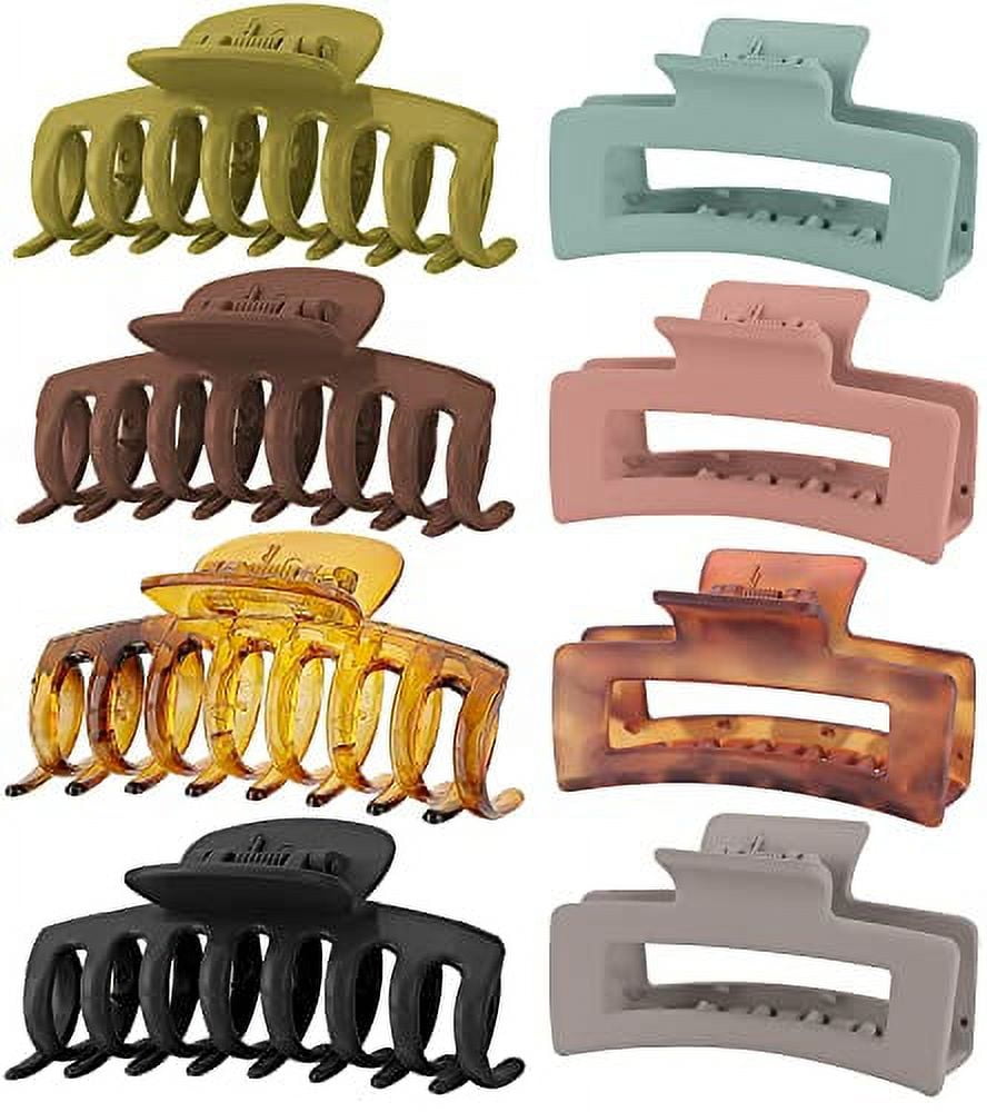 ProCase 8 Colors Strong Hold Hair Claw Clips, 2 Styles Nonslip, Medium ...