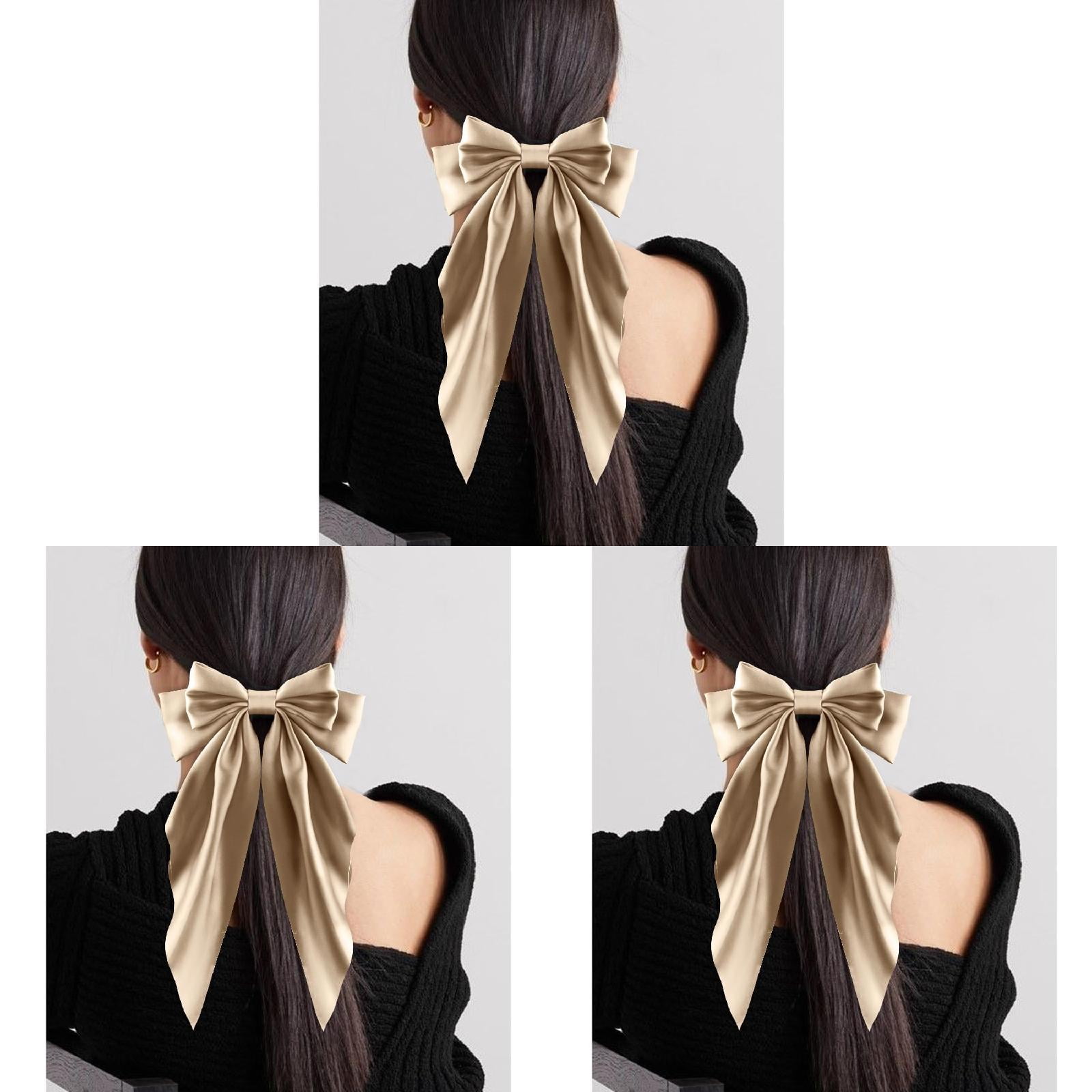 8 Colors Long Tail Big Bow Hair Ties Women Girl Hair Styling ...