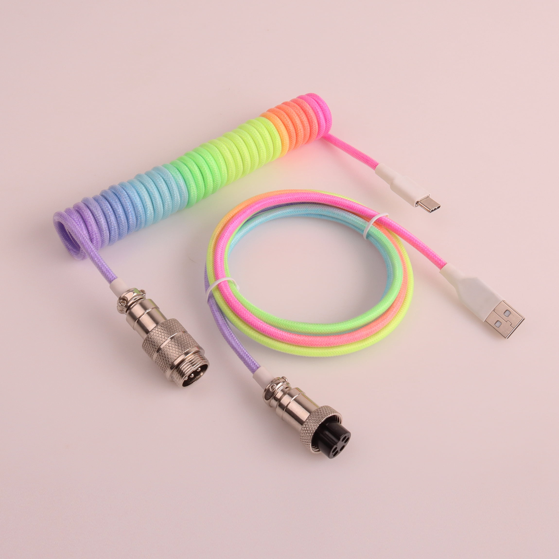 8 Colors Metal Aviator Connector GX16 USB to Tpye C Keyboard Spiral ...
