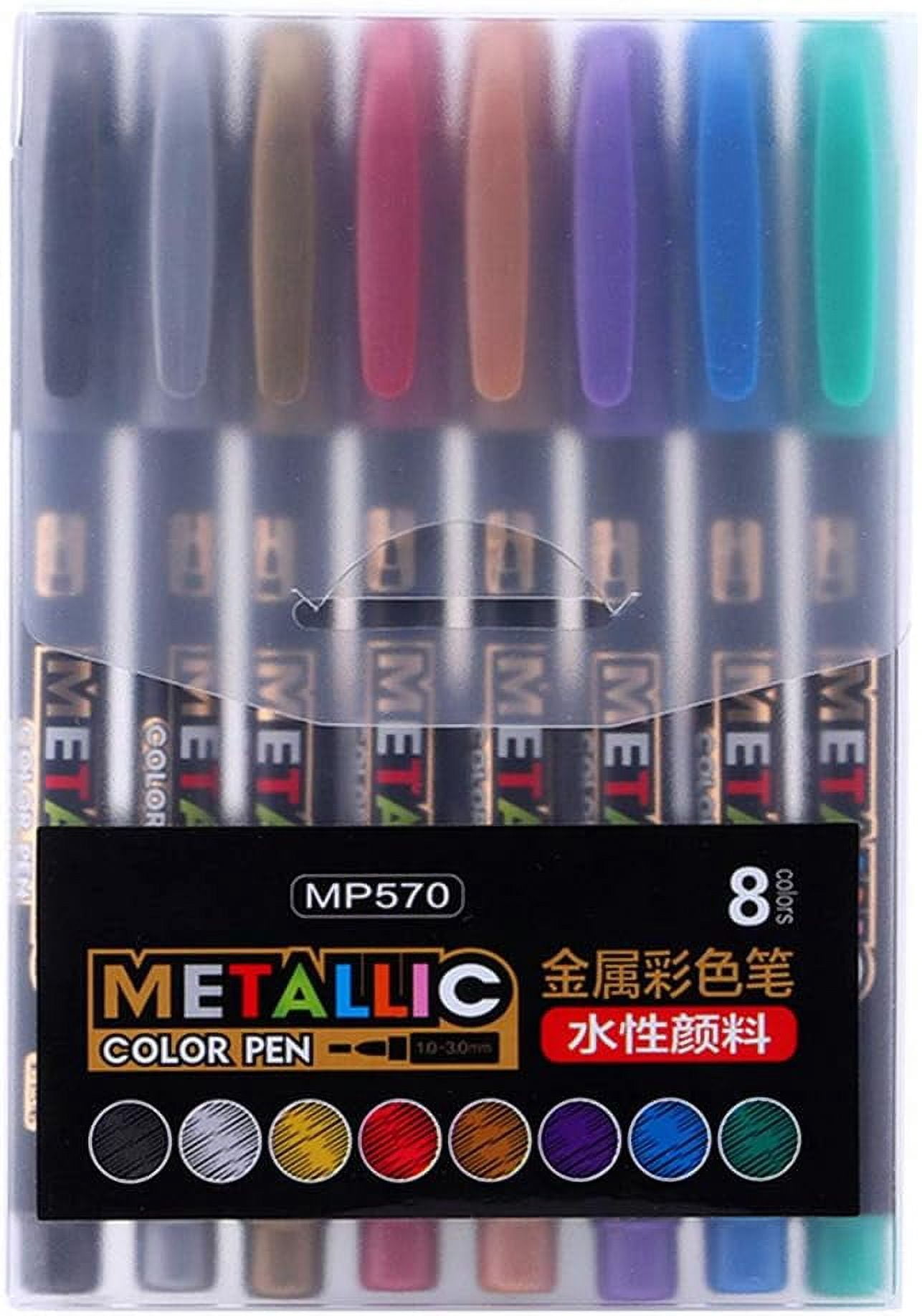 8 Colors Metallic Marker Paint Pens Set Acrylic Paint Drawing Markers ...