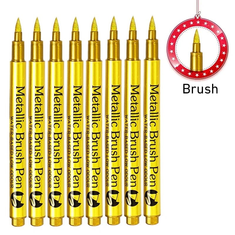 8 Colors Metallic Permanent Marker Pen Set Gold Silver Paint Markers ...