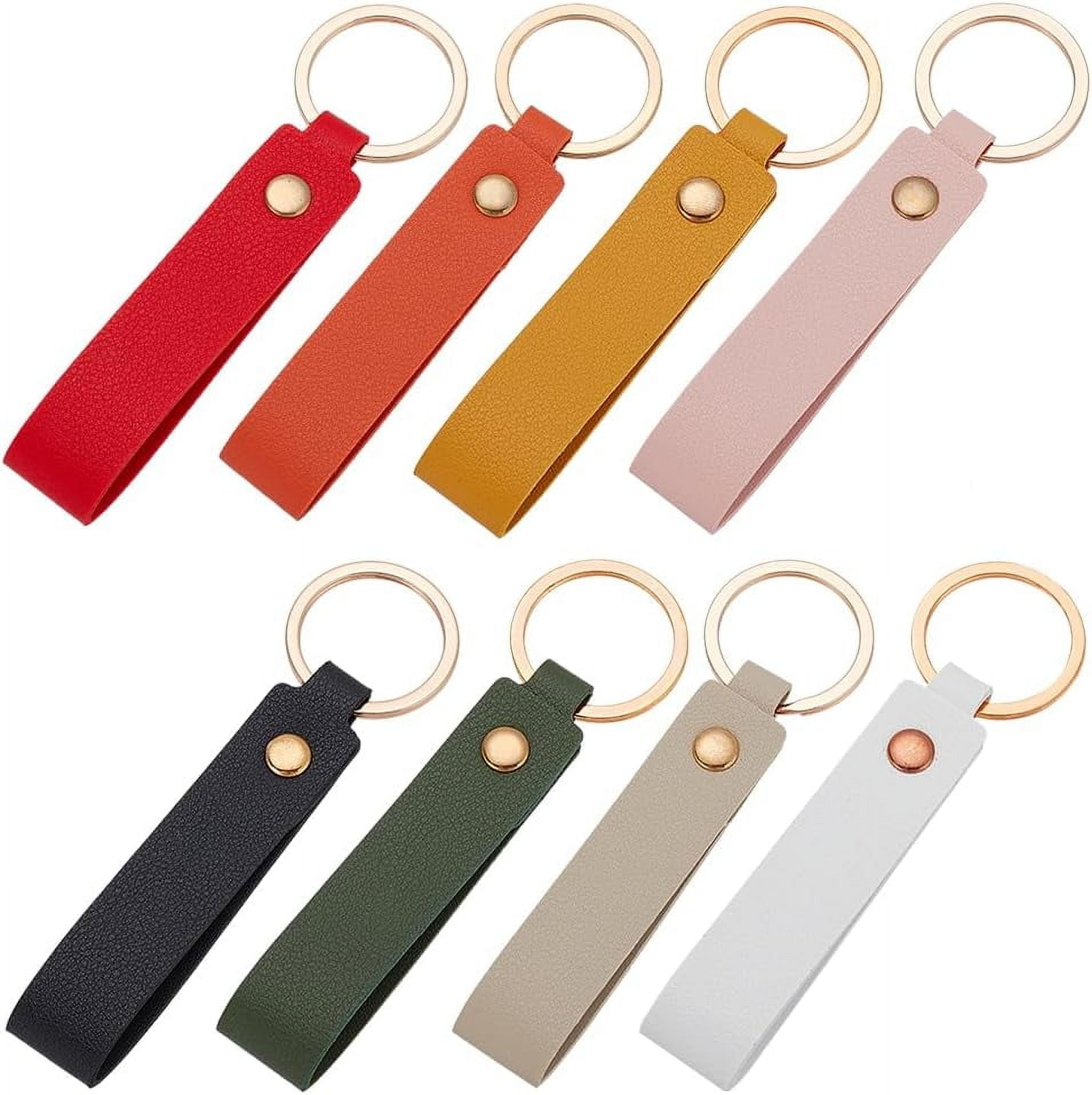 8 Colors PU Leather Keychain Key Ring Strap Holder for Car Key Home Key ...