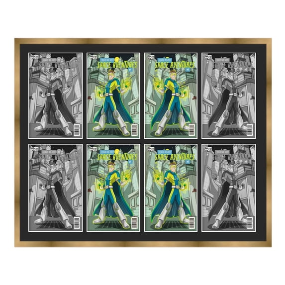 8 Comic Book Frame Gold Collage Comic Book Frame with Black Mat to ...