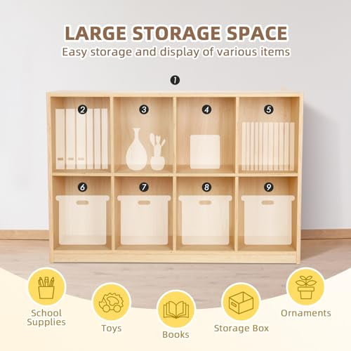 8-Compartment Backpack Wooden Storage Cabinet - Kids Toy Storage ...