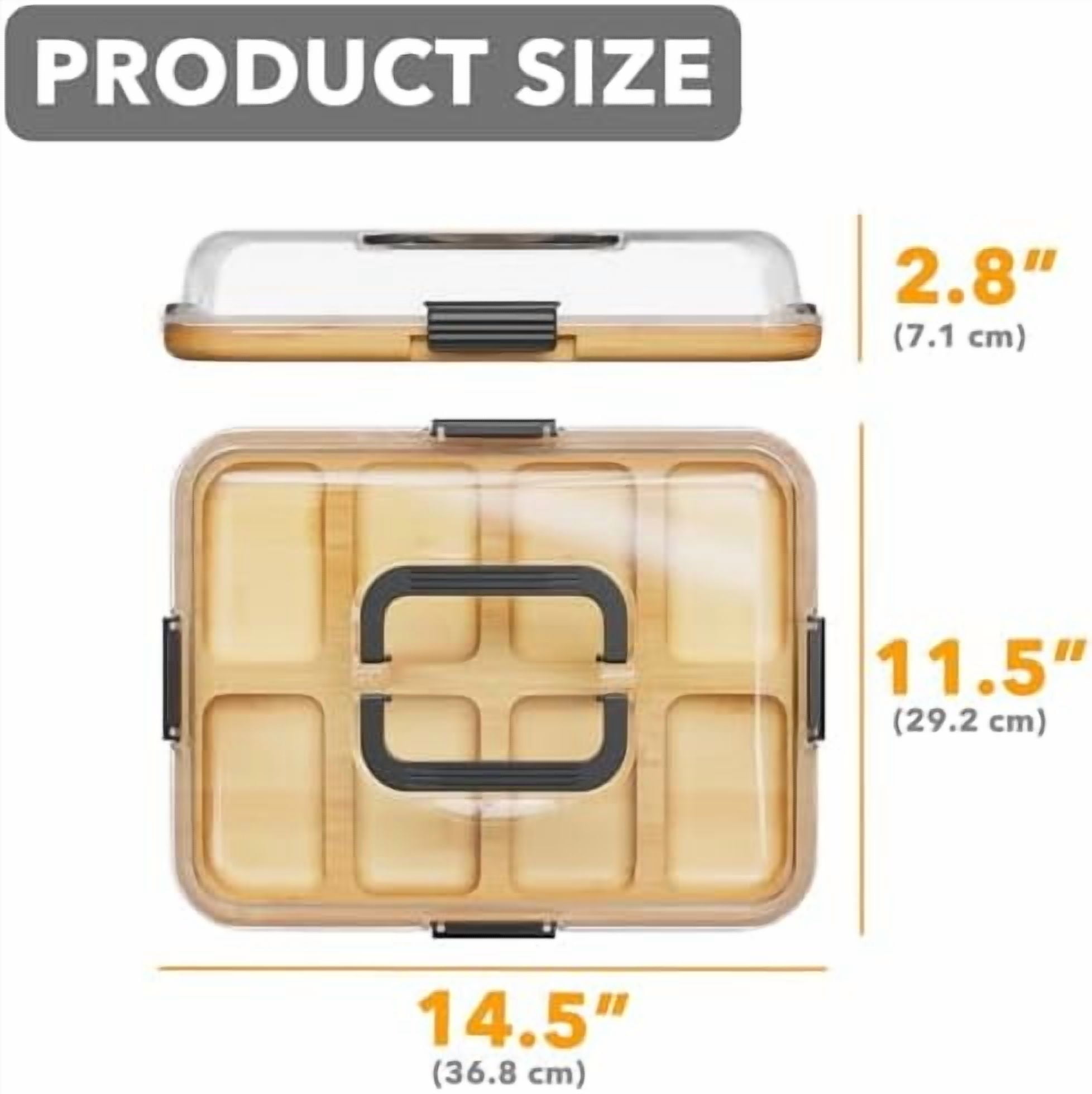 8-Compartment Bamboo Charcuterie Board with Clear Lid – Large Portable ...