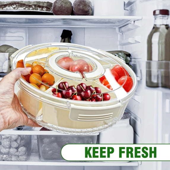8-Compartment Circular Airtight Kitchen Storage Container with Flip-Top ...