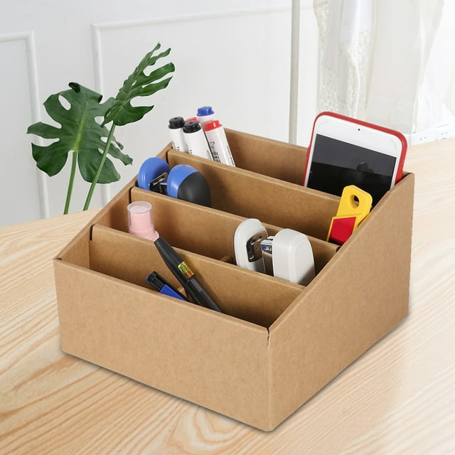 8-Compartment Desktop File Storage Foldable Cardboard Box for School ...