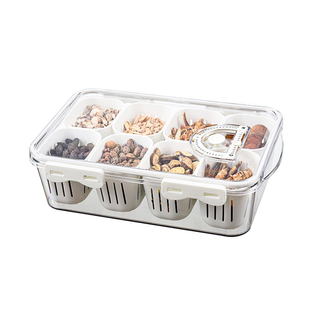 8 Compartment Fridge Food Storage Veggie Condiment Divided Serving ...