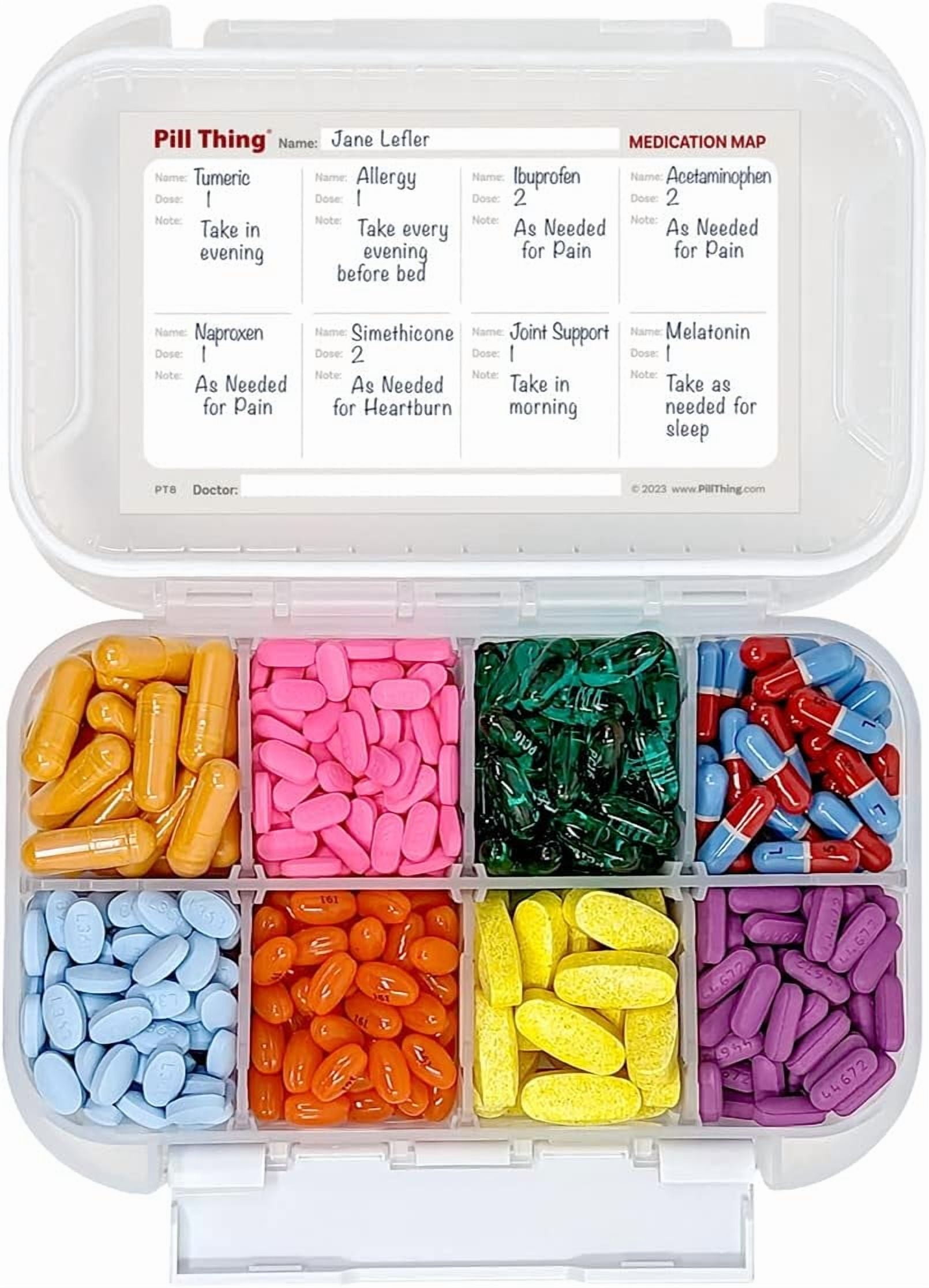 8-Compartment Pill Organizer with Airtight Seal, Adjustable Dividers ...