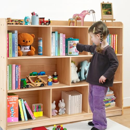 8-Compartment Solid Wood Storage Cabinet, Classroom Bookshelf ...