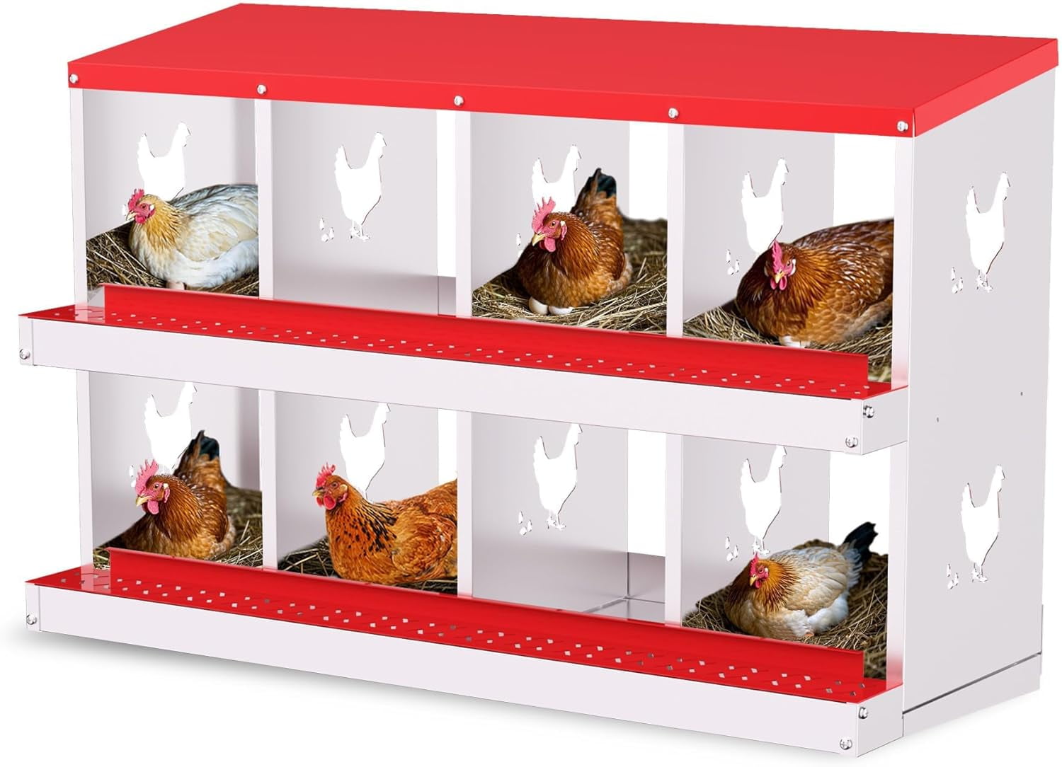 8 Compartments Chicken Nesting Box,2-Tier Chicken Laying Box, 8 Room ...
