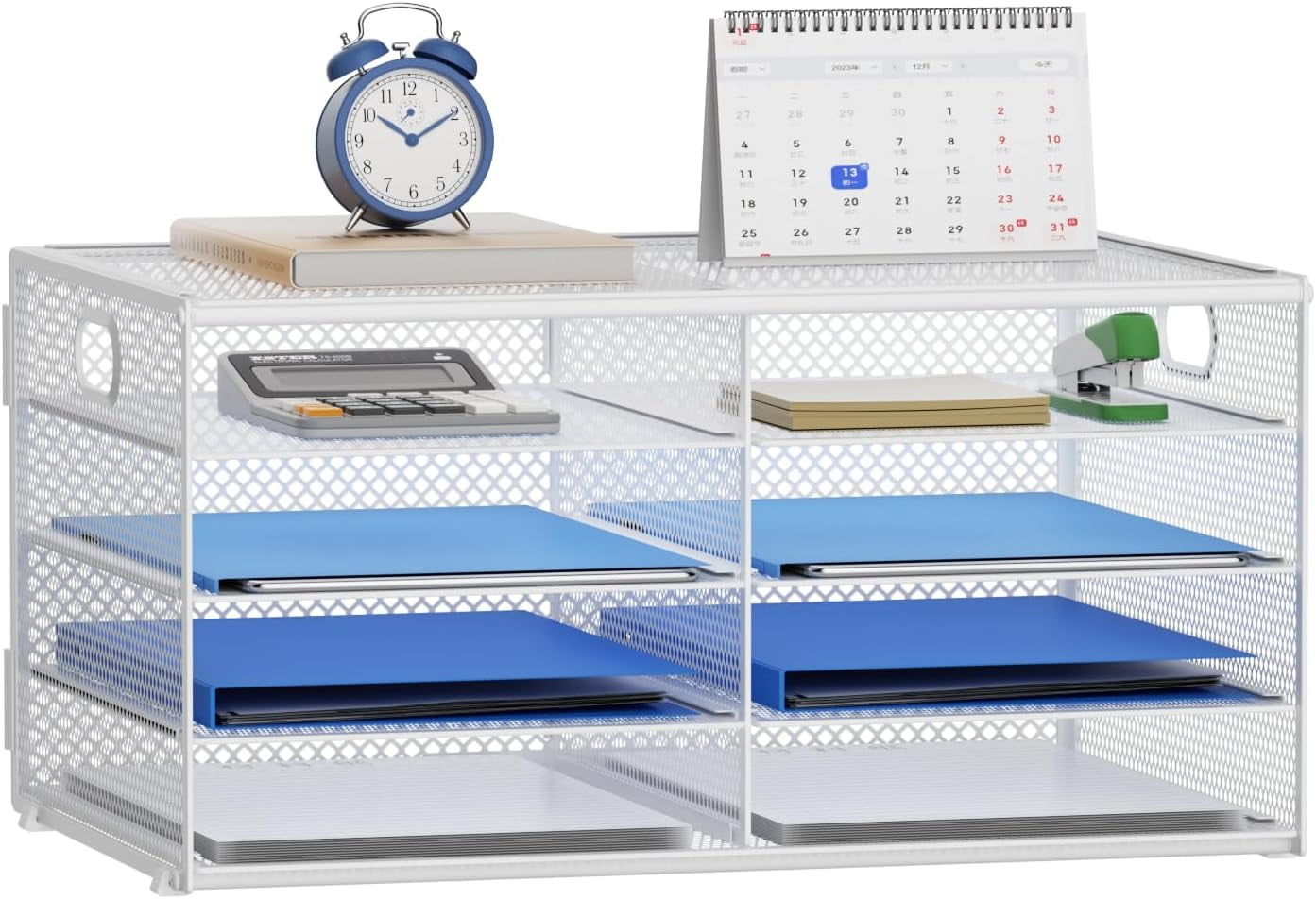 8 Compartments Paper Organizer for Desk, Mesh Literature Organizer ...