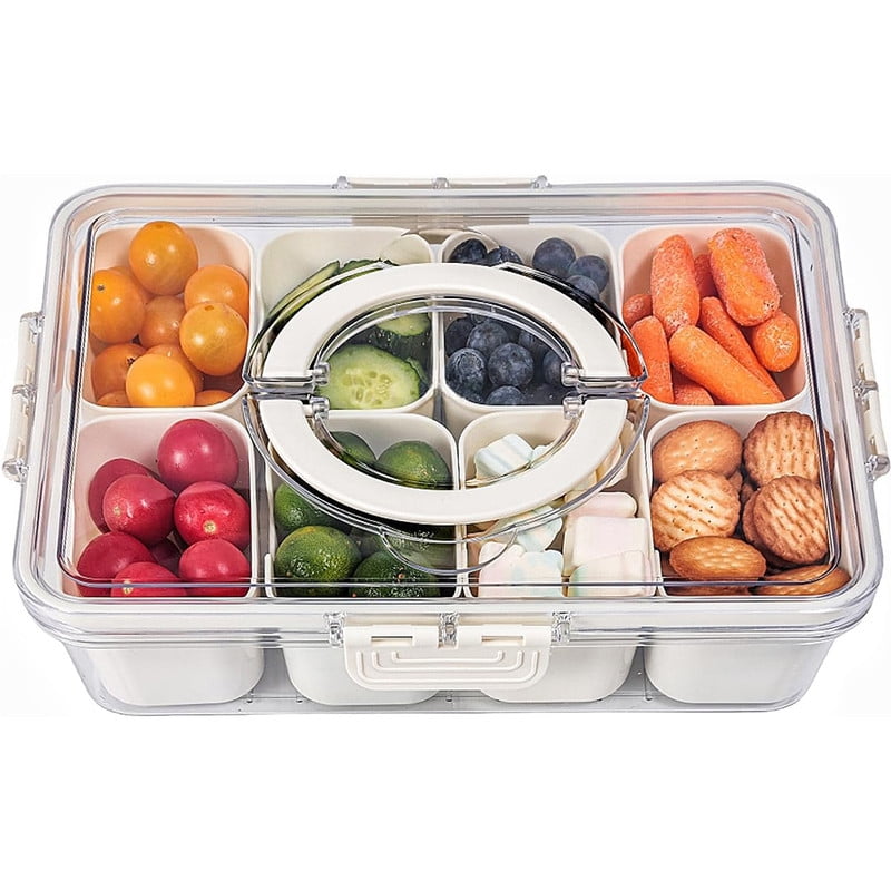 8 Compartments Snackle Box Snack Containers,Divided Serving Tray with ...