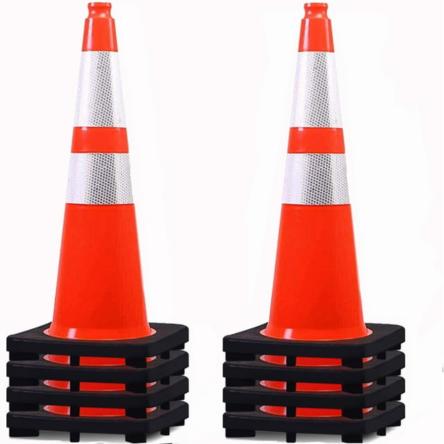 "BESEA Heavy Duty 28"" Orange Traffic Cones, 8 Pack, PVC Construction ...