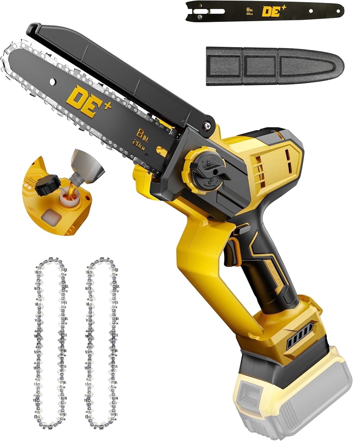 8" Cordless Mini Chainsaw, for DeWalt 20V Max Battery, Brushless ...