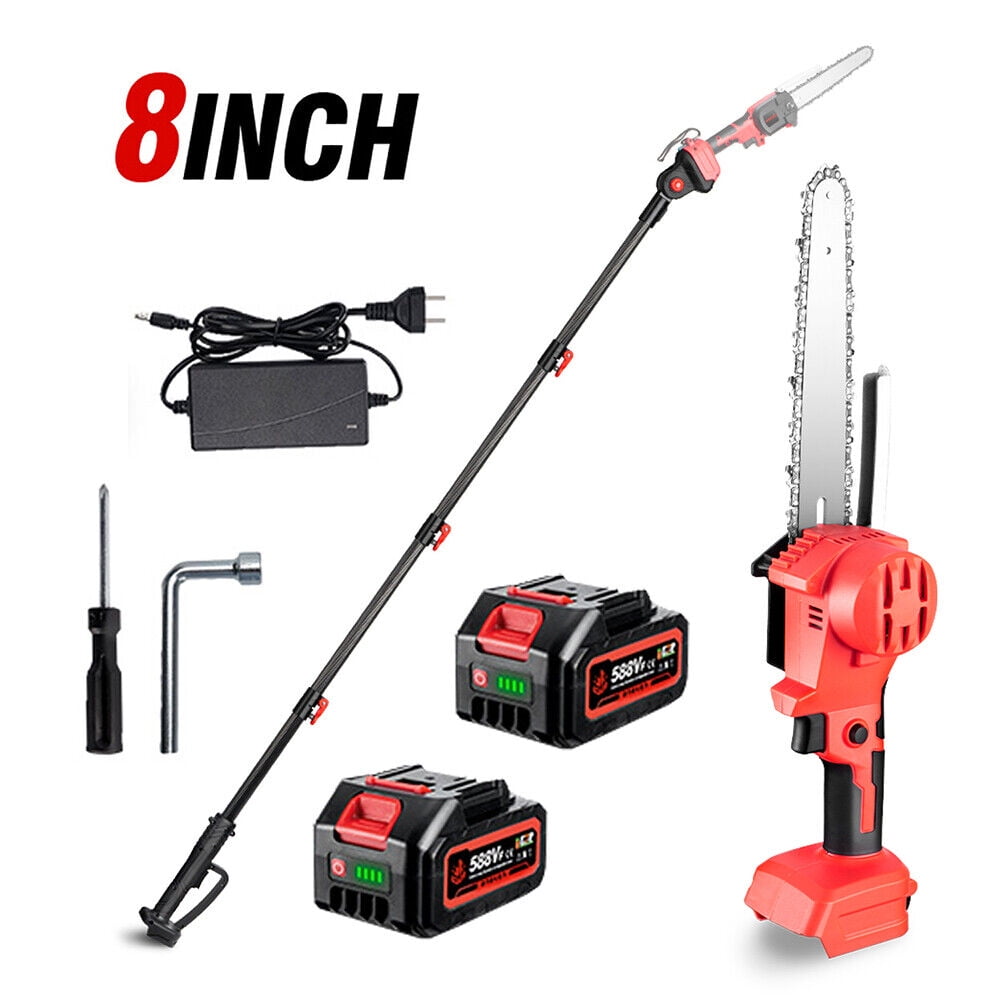 8" Cordless Pole Saw Brushless Mini Chainsaw for Tree Trimming with 2 ...