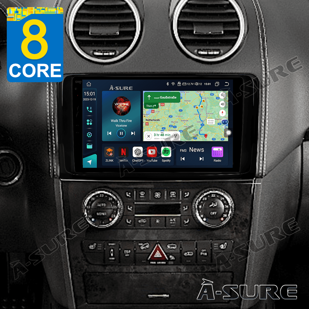 8-Core 4+64GB Android 13 GPS Car Stereo Radio for Mercedes Benz ML/GL-Class W164 Wireless ...