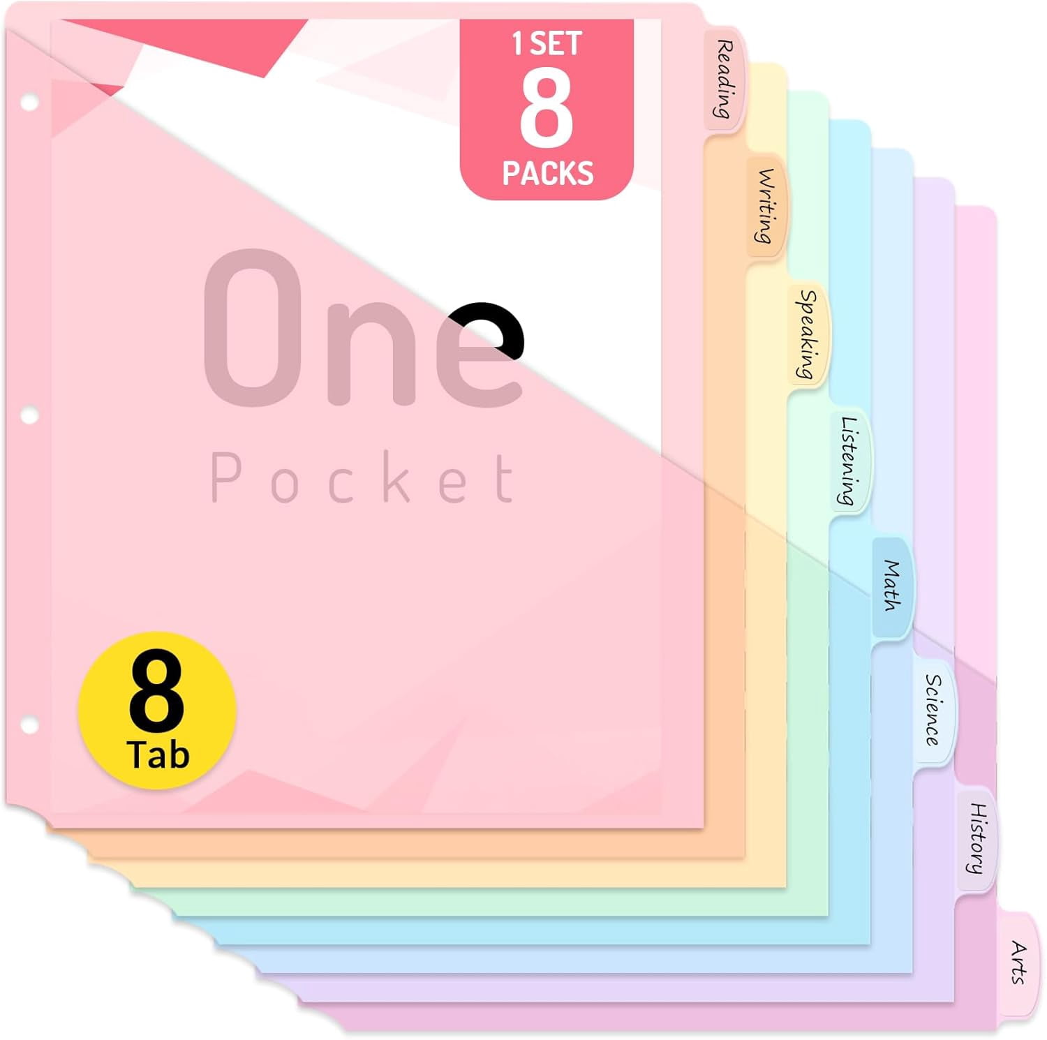 8 Count Dividers for 3 Binder, tabs Binder with Pocket US Letter Size ...